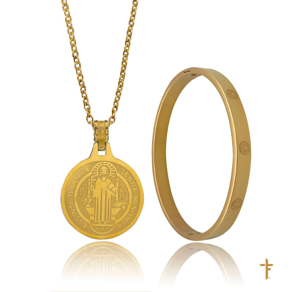 Saint Benedict Necklace with Fixed Bangle – FAITHLIFT